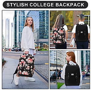 RAVUO Backpack for Women Men, Water Resistant School Backpack College Bookbag Casual Daypack Travel Rucksack Black