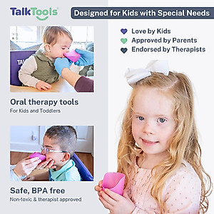 TalkTools Cut Out Cups for Special Needs - Glass Set for Physical Therapy, Recovery and Rehabilitation | Motor and Coordination Support | Easy Drink Therapy Cups for Elderly - 1.5 Oz Pink (2 Pk)