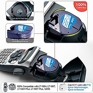 Dymo LetraTag 91331 12mm Label Tape - Black/White 5-Pack