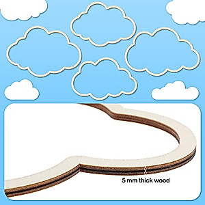 4 Pieces Cloud Wall Decor Boho Nursery Decor Wooden Sun Decor Baby Nursery Wall Decor Wooden Rainbow for Nursery Children Baby Kids Boys Girls Bedroom Decor (Cloud)