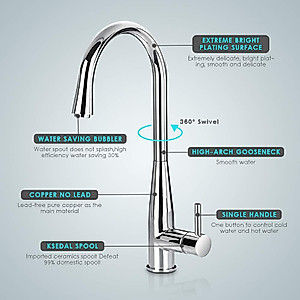 Kitchen Faucet Modern Single Handle High-arch Gooseneck Lead-free Solid Brass Sink Faucets