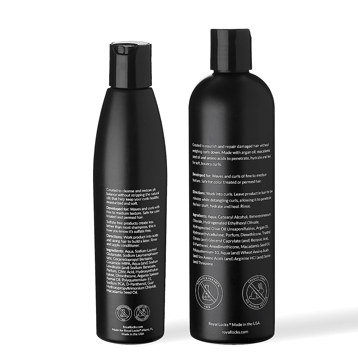 Conditioner and Hydrating Shampoo Set for Curly Hair | Sulfate and Paraben Free Keratin Rich | For Curly Wavy Textured Grey or Fine Hair .by Royal Locks Argan and Macadamia Nut Oils