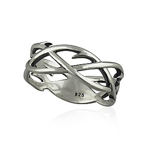 FashionJunkie4Life Sterling Silver Crown of Thorns Ring, Sizes 7-13 Unisex (13)