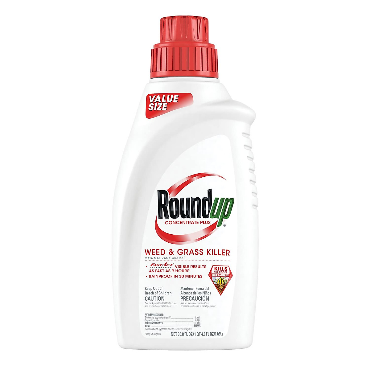 Roundup Concentrate Plus Weed and Grass Killer - Includes Easy Measure Cap, 36.8 oz.