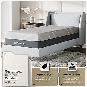 Sven & Son Luxury Hybrid Spring Mattress, Premium Materials, CertiPUR-US, Made in The USA, 14 inch Medium Soft - Twin