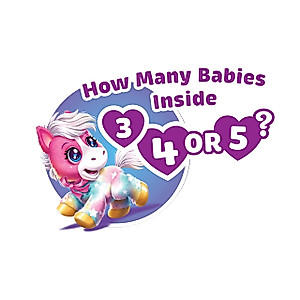 Just Play Unicorn Surprise 14-inch Licorice Stuffed Animal with Unicorn Babies, Star Pattern, Kids Toys for Ages 3 Up