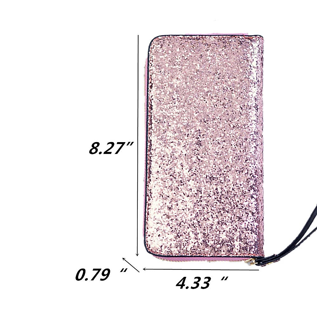 FuSi Sequined Wallet Casual 2-Fold Long Coin Purse for Gift (Black)