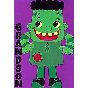 Pictura Cute Frankenstein in Green Clothing Juvenile Halloween Card for Grandson