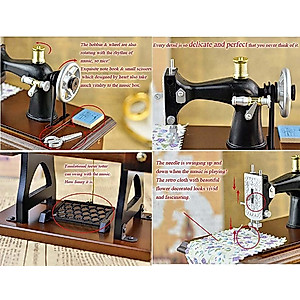 G Ganen Musical Sewing Machine Music Box Vintage Look (Brown-1)