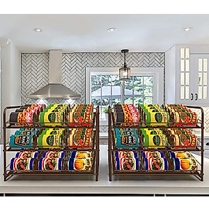 Simple Trending 3 Tier Stackable Can Rack Organizer, Mesh Can Storage Dispenser for Kitchen Cabinet or Pantry, Bronze