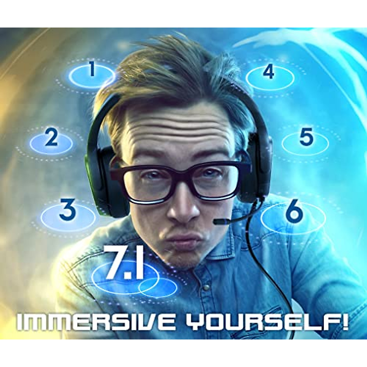 Rosewill Saros C150XS 7.1 Surround Sound USB Pro Gaming Headset, 50mm Full Spectrum Driver, Noise Reduction Microphone, Convenient in-Line Controls, Dynamic RGB Backlighting, Software Configuration