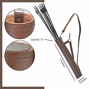 Leather Crafts Archery Back Arrow Quiver -Genuine Leather Arrow Quiver-Traditional Handmade Quiver for Arrows for Hunting & Target Practicing-Adjustable Lightweight & Comfortable (Brown, Cow Leather)