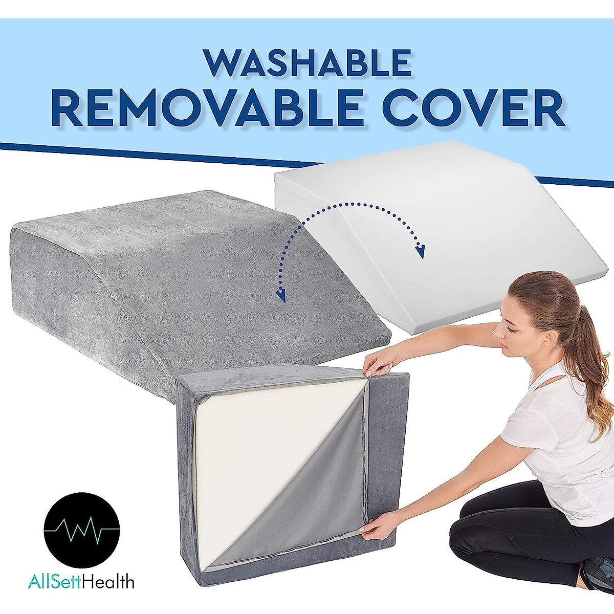 Leg Elevation Pillow - Full Memory Foam Top, High-Density Leg Rest Elevating Foam Wedge - Relieves and Recovers Foot and Ankle Injury, Leg Pain, Hip, Knee Pain, Improves Blood Circulation