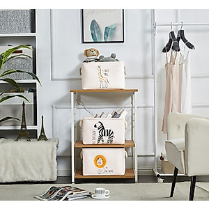 DECOMOMO Storage Baskets for Shelves 25.5L Canvas Storage Bin for Baby Laundry, Kids Toys, Nursery- Closet Storage Bins for Shelves (Lion, Zebra, Giraffe – 3 Pack / Large)