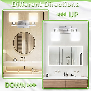 CANMEIJIA 2-Light Bathroom Vanity Light Fixtures Brushed Nickel, Morden Vanity Wall Scones Lighting for Bedroom Living Room, Vanity Lights with Milky White Glass Shades, E26 Socket, Bulbs Not Included