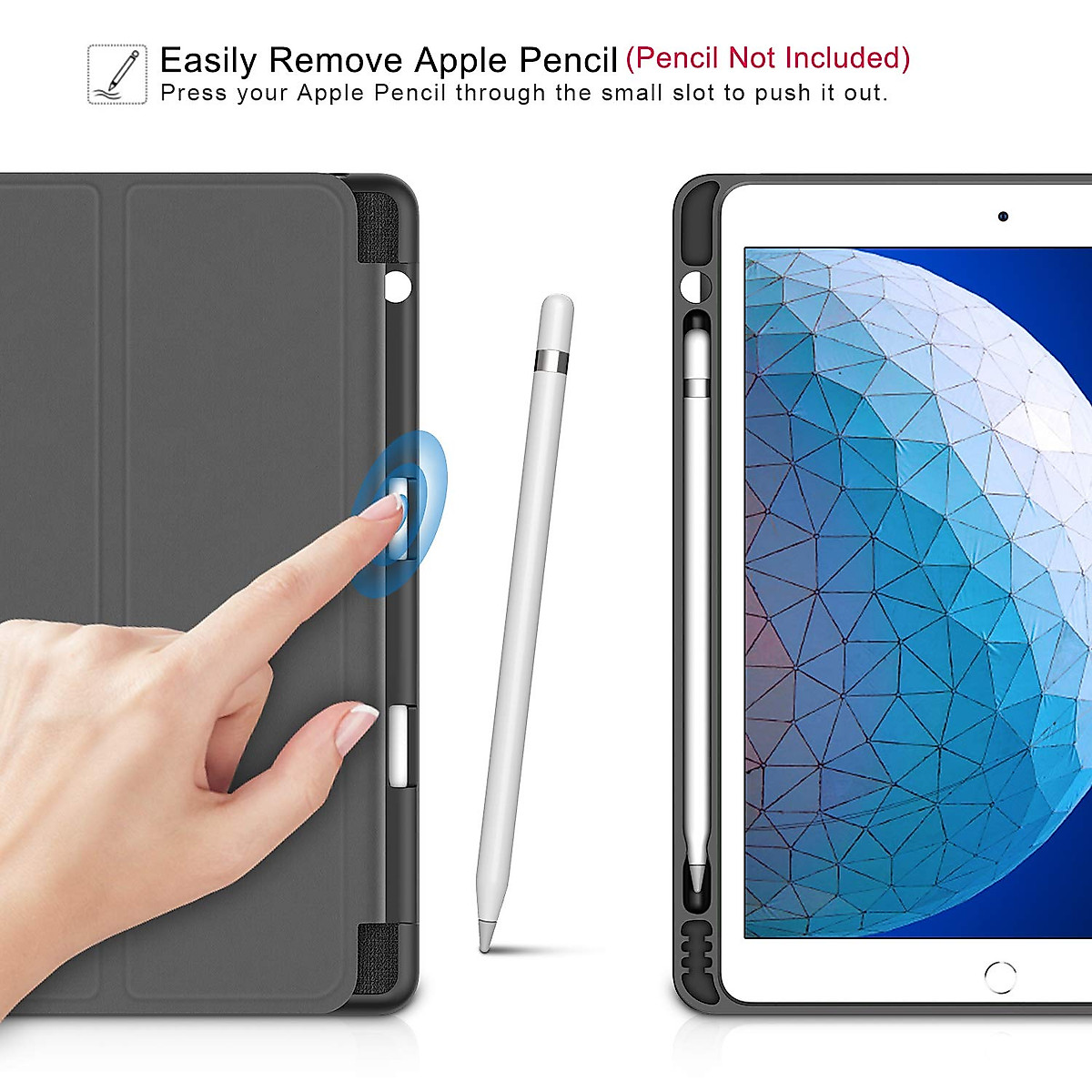 Soke for iPad Air 3 Case 2019 with Pencil Holder, Premium Smart Case, Strong Protection, Auto Sleep/Wake, Ultra Slim Soft TPU Back Cover for iPad Air 3rd Gen 2019/iPad Pro 10.5 2017(Black)