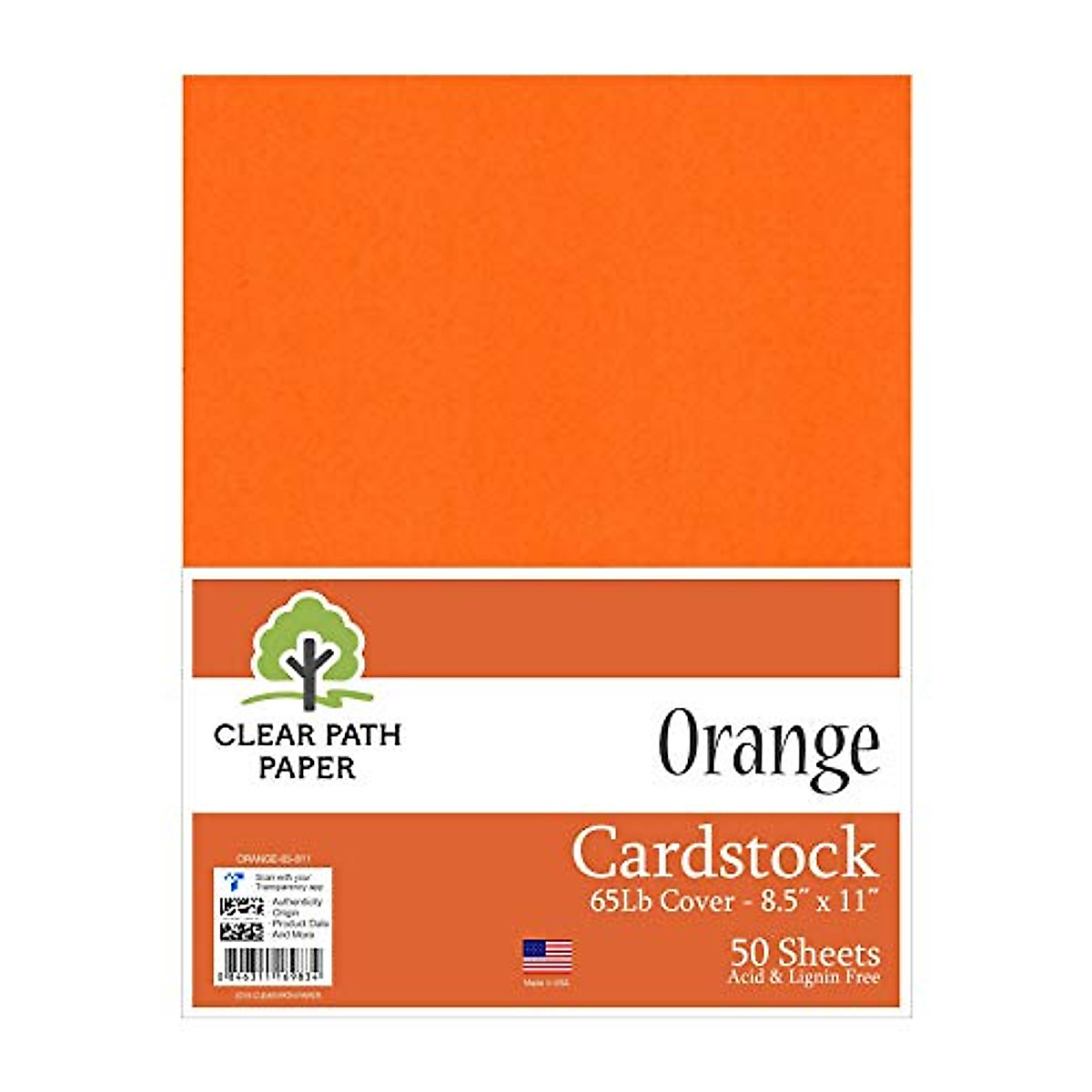 Bundle - 2 Cardstock Items - Red - 8.5 x 11 inch - 65Lb Cover; Orange - 8.5 x 11 inch - 65Lb Cover - 100 Sheets Total - Clear Path Paper
