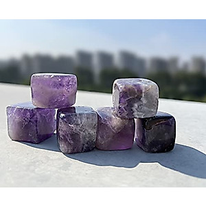 Amethyst Whiskey Stones Chilling Crystal Ice Cubes for Drinks Whiskey Rocks 0.8" Wine Cubes Gifts for Women Set of 6
