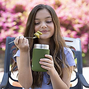 MIRA Lunch, Food Jar 2 Pack - Vacuum Insulated Stainless Steel Lunch Thermos - 13.5 oz - Set of 2 - Cactus Green, Denim Blue