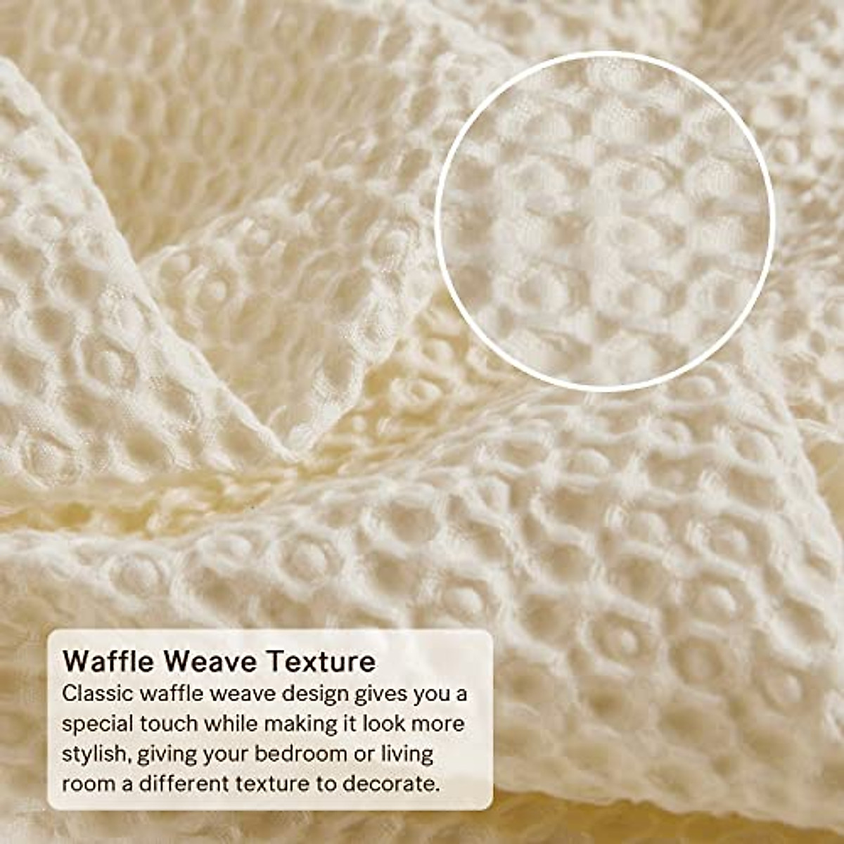 ZonLi Throw Blanket 57 x75 inch Breathable Waffle Weave Throw Blanket for Couch and Bed Versatile Cozy Blanket with Fringes Moderate Thickness and Suitable for Indoor & Outdoor (Beige)