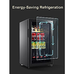 KRIB BLING Beverage Refrigerator 120 Can Freestanding Beverage Cooler with Adjustable Shelving Glass Door for Beer Soda or Wine Perfect for Home Office or Bar Black (KB03-FLB-60)