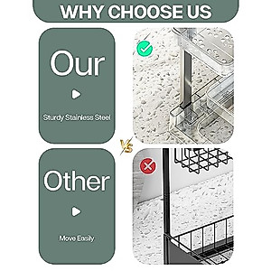 Under Sink Organizer and Storage with Under Sink Tray, 2 Tier Sliding Under Sink Shelf, L Shaped Pull Out Cabinet Basket Organizer, Slide Out Organizer Rack for Bathroom, Kitchen, 2 Pack, Clear