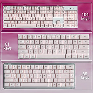 COTAIWA Crystal Keycaps,Ice Crystal Keycap，ABS Jelly Key caps Set for 61 68 104 Mechanical Gaming Keyboard OEM Profile English Layout(Pink)
