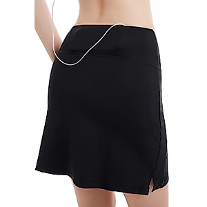 Women's Active Athletic Skirt Sports Golf Tennis Running Pockets Skort Black XS