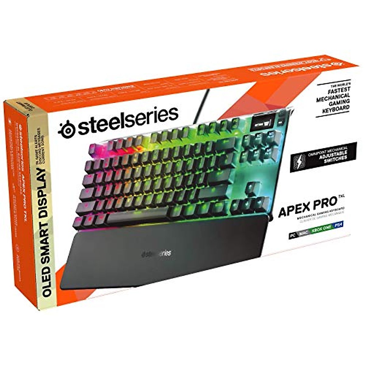 SteelSeries Apex Pro TKL HyperMagnetic Gaming Keyboard - Adjustable Actuation - Esport TKL Format - OLED Display - RGB - PBT Keys - USB-A - Nordic QWERTY