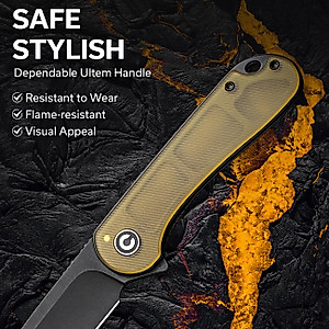 CIVIVI Pocket Knife for Men and Women,Elementum Folding Knife with 2.96" D2 Blade Ultem Handle,Ideal for Utility Gift C907A-5
