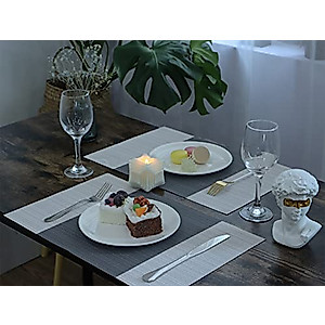 Vinjiasin Placemats Set of 4 for Dining Table Vinyl Woven Placemats Washable Easy to Clean Heat Resistant Durable Table Mats Black/Grey Place Mats for Indoor and Outdoor