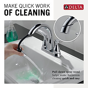 Delta Faucet Broadmoor Pull Down Bathroom Faucet Chrome, Bathroom Pull Out Faucet, Bathroom Sink Faucet with Pull Down Sprayer, Centerset Bathroom Faucet with Magnetic Docking, Matte Black 25765LF-PD