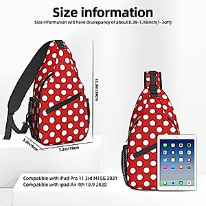 Famame Red White Polka Dot Sling Backpack Chest Bag Crossbody Shoulder Bag Gym Cycling Travel Hiking Daypack For Men Women