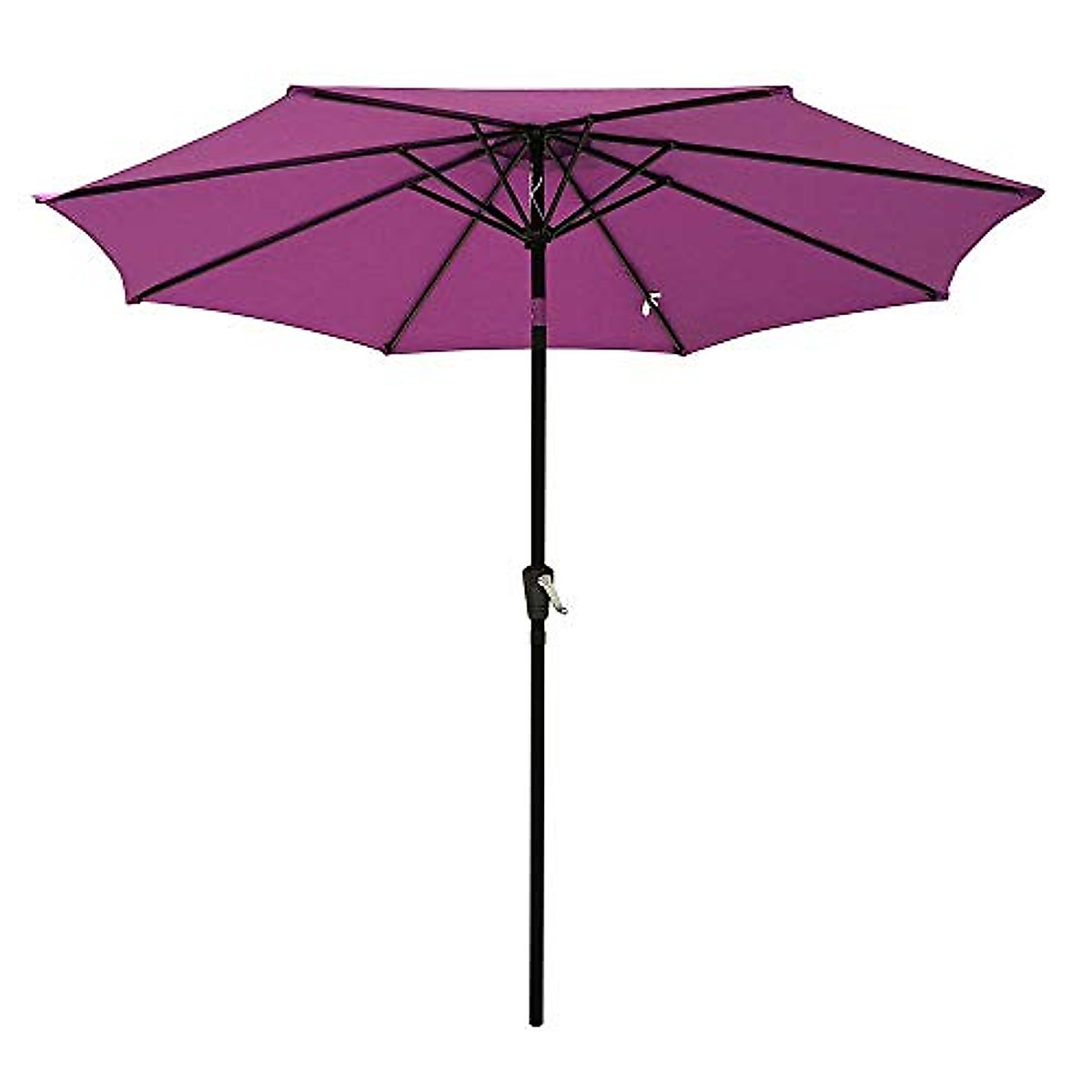 Chi Mercantile Outdoor Living Patio Market Round 9 Ft. 8-Rib Umbrella Tilt System Hand Crank Sun Shade Water and Fade Resistant (Purple)