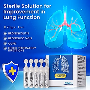 RSV Hypertonic Saline Solution 7% - Nebulizer diluent for inhalators and nasal hygiene devices Helps Clear Congestion from Airways and Lungs – Reduce Mucus (25 Sterile Saline Bullets of 5ml)