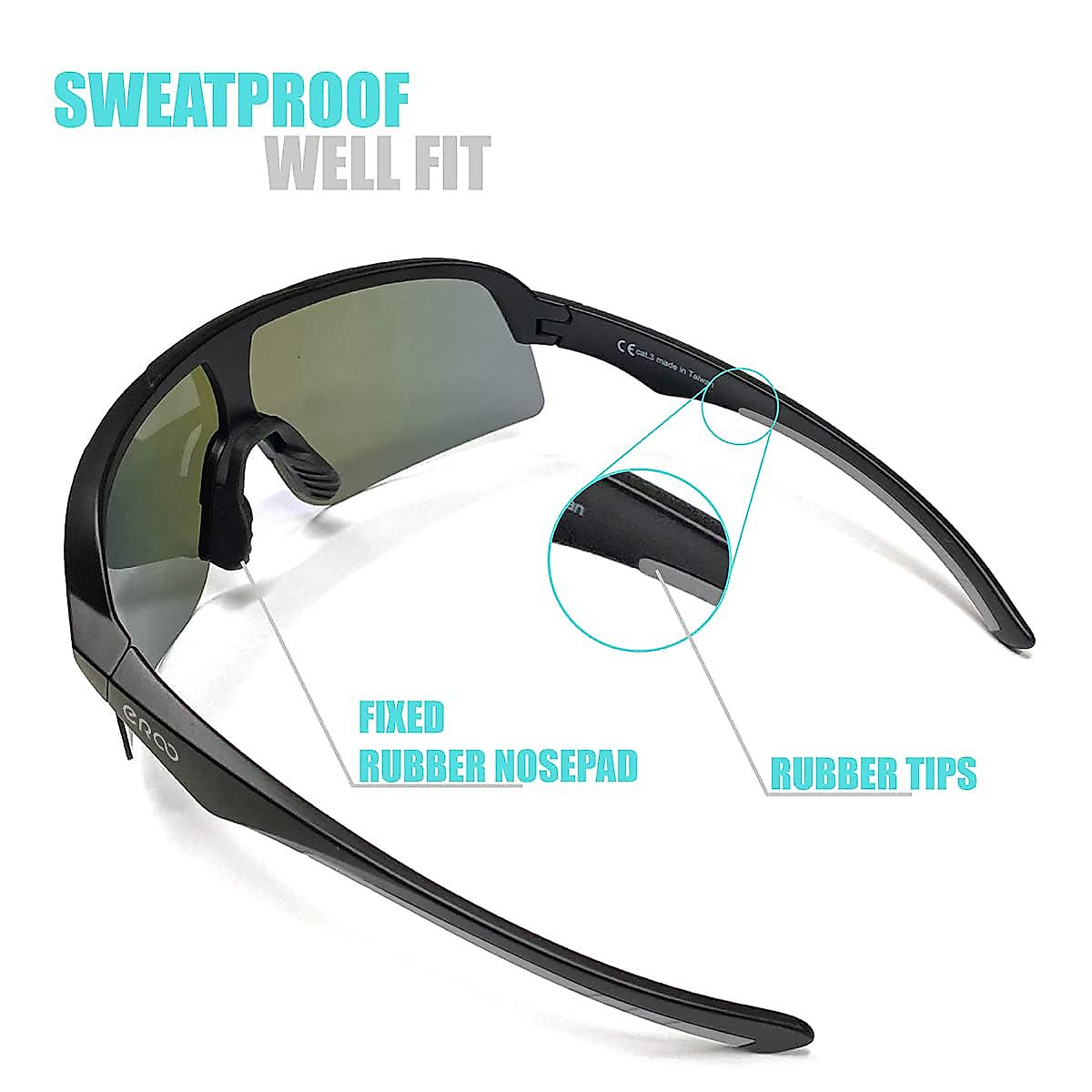 EAZYRUN ER00 Medium to Large blue Polarized shield sports sunglasses for men, 100% baseball ski biking cycling running beach volleyball