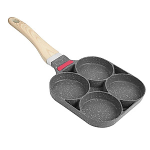 Pancake Pan, Japanese Obanyaki Pan Nonstick Aluminum Pan, Egg Frying Pan with 4 Holes, for Fried Egg, Burger, Breakfast Pancake Making, with Anti-Scald Handle(B)