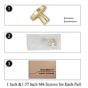homdiy 5 Pack Gold Cabinet Knobs Round Brushed Brass Kitchen Knobs Zinc Alloy Dresser Knobs Metal Cabinet Handles for Drawer Desk Cabinets Cupboard