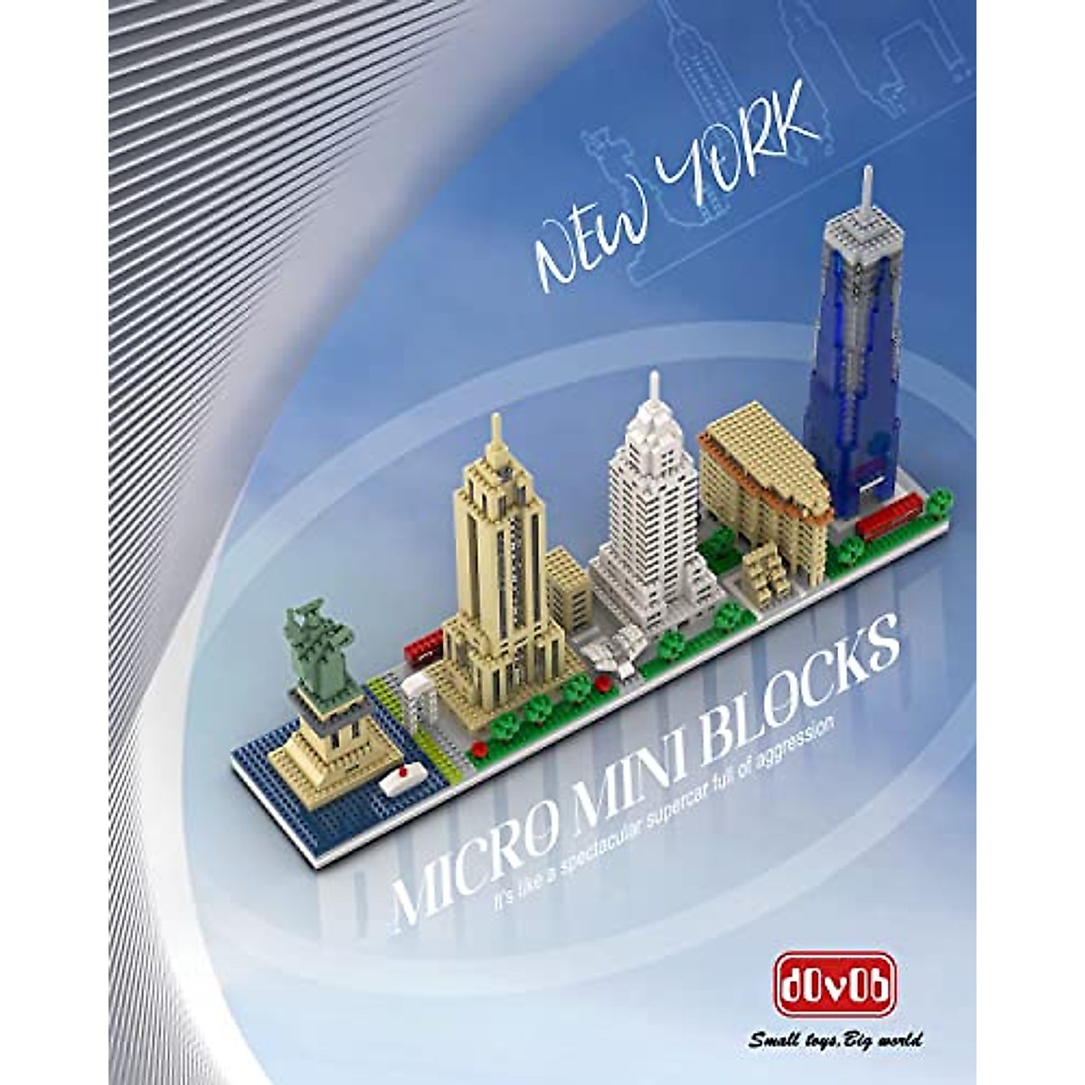 dOvOb Architecture New York Skyline Micro Mini Blocks Building Set, 3048 Pieces Bricks,3D Puzzle Collection Model Kit as Gift for Adults or Kids