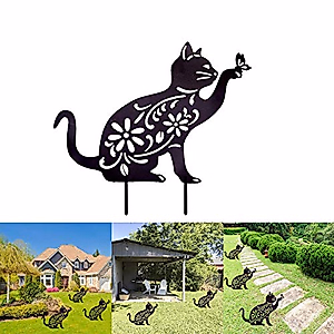 SS SUNSBELL Garden Decor, Cat Planter Acrylic Stakes Lawn Art Cat Silhouette Themed Gifts for Women Outdoor Home Decor Cutouts Black Cat Figurine for Cat Lovers Outdoor Lovers