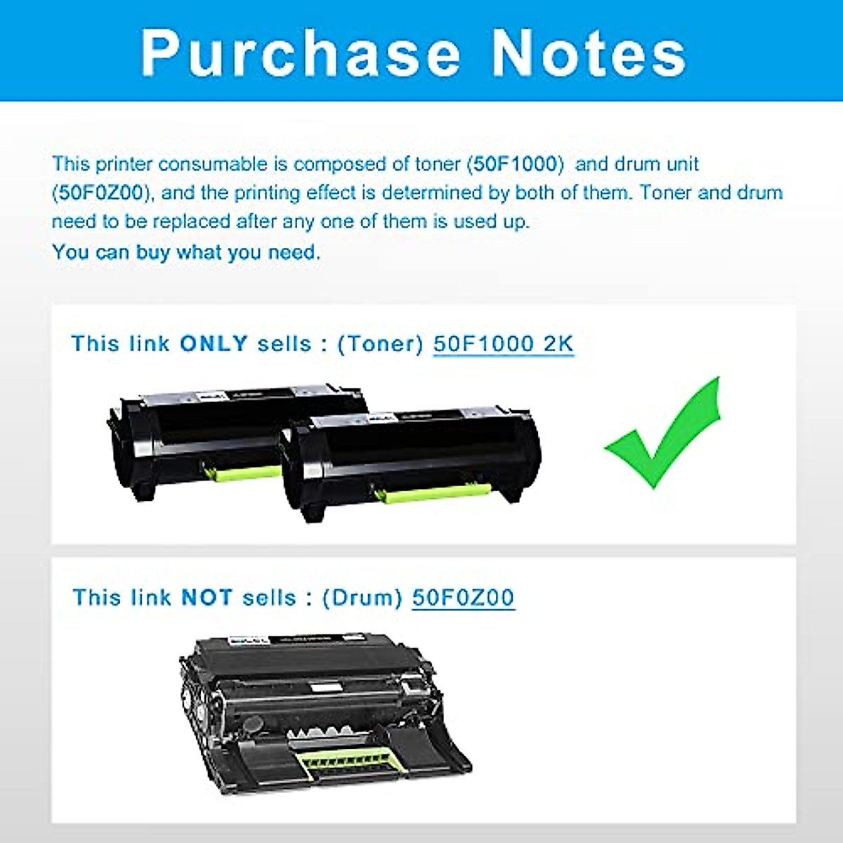 LCL Remanufactured Toner Cartridge Replacement for Lexmark 50F1000 50F000G 500G 501 MS310 MS310d MS310dn MS312DN MS312 (2-Pack Black)