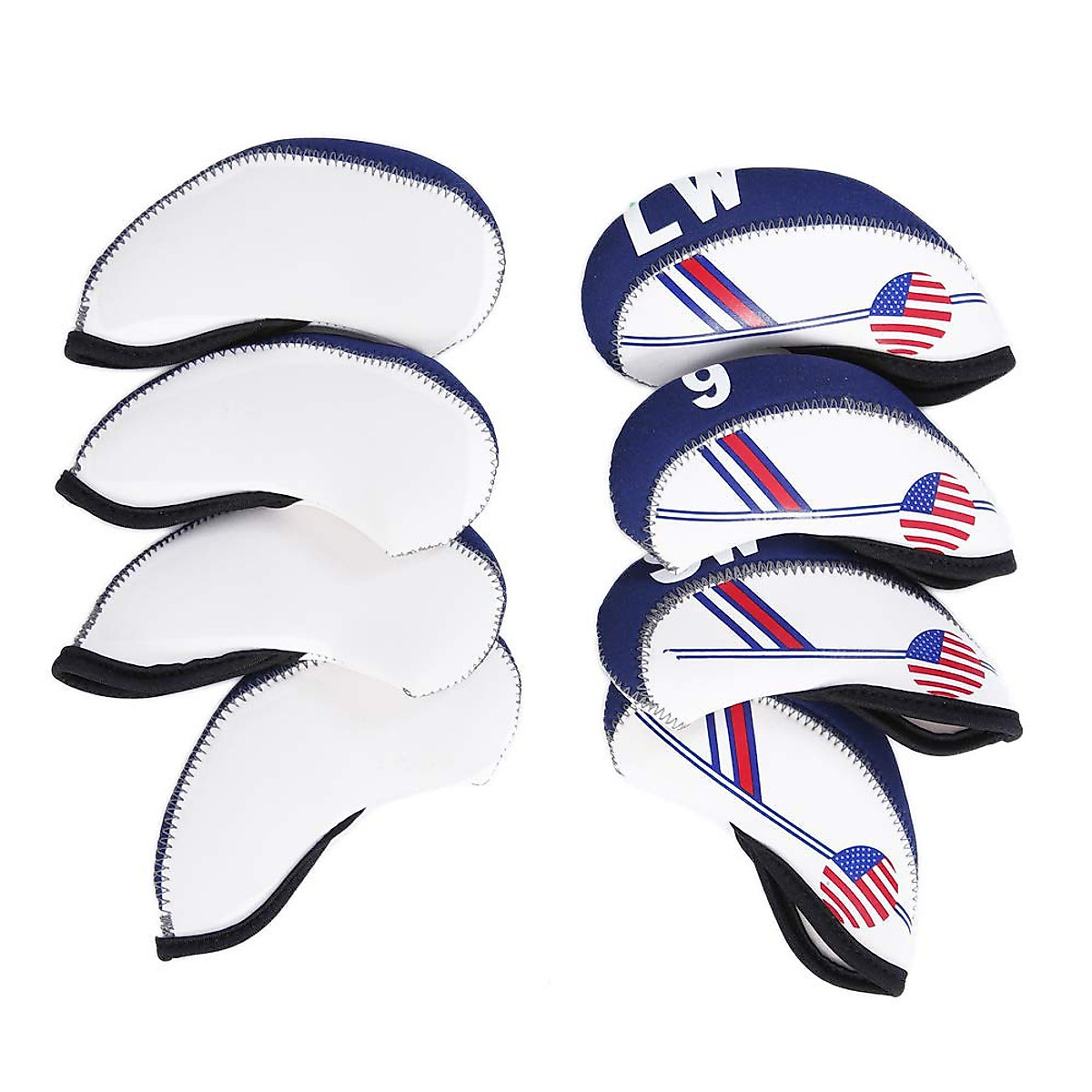 Dark Horse Golf White & Blue US Flag Neoprene Golf Club Head Cover Wedge Iron Protective Headcover For Titleist, Callaway, Ping, Taylormade, Cobra, Nike, Etc.