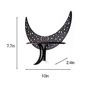 Crescent Moon Shelf for Crystals, Rustic Wooden Crystal Shelf, Wooden Display Moon Shelf, Boho Shelves Crescent Moon Shelf for Wall Decor or Tabletop Display