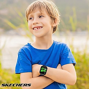 Skechers Kids Smart Watch with Games, Camera, and Fitness Tracker – Touchscreen, Alarm, Timer, and Voice Recorder Features, Stylish Abstract Pattern Strap – Fun and Functional Digital Watch for Boys