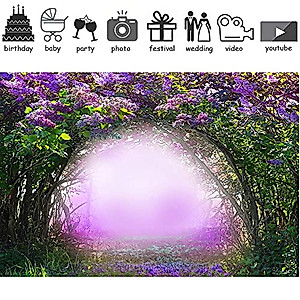 AOSTO 7x5ft Fairytale Wonderland Magical Forest Backdrop for Girl Baby Shower Birthday Party Decorations Enchanted Garden Theme Photo Background Spring Purple Flowers Backdrop photo studio prop w-2269