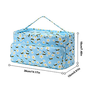 jyibinee Crochet Storage Bag, Flower Print Crochet Bag, Large Capacity Yarn Storage Organizer Crochet Hooks Storage Case for Home Honeybee