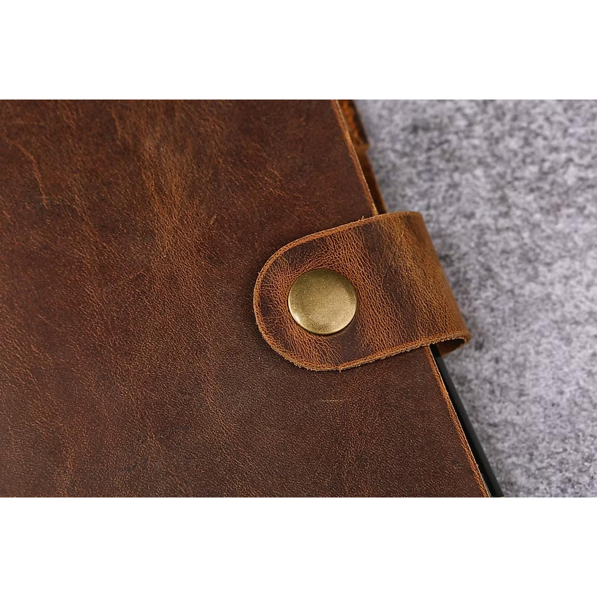 Personalized refillable 6 ring rustic leather A6 journal cover with pen holder, unique leather A6 refill planner binder sketchbook NA605SS