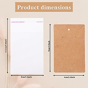 SXDMHYB Earring Cards,earring cards for selling,with 150 Kraft Paper Earring Display Cards,300Clear Earring Backs,150 Self Adhesive Bags,for Hanging earrings,Jewelry,Jewelry Bags 3.5"x2.4"(Brown)