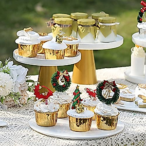 8 Pack Cake Stands Set White Ceramic Cupcake Holder Dessert Display Plate Decor Serving Platter for Party Wedding Birthday Baby Shower Celebration Home…