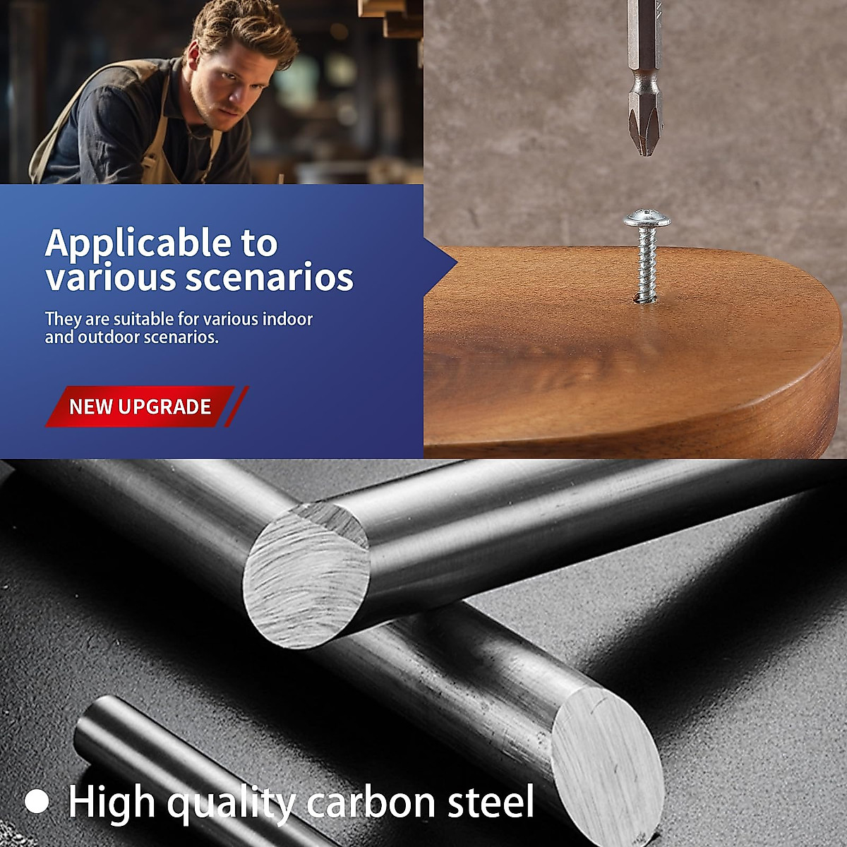 #8 x 5/8" Wood Screw 100Pcs Alloy Steel Standard Thread Truss Head Fast Self Tapping by SG TZH